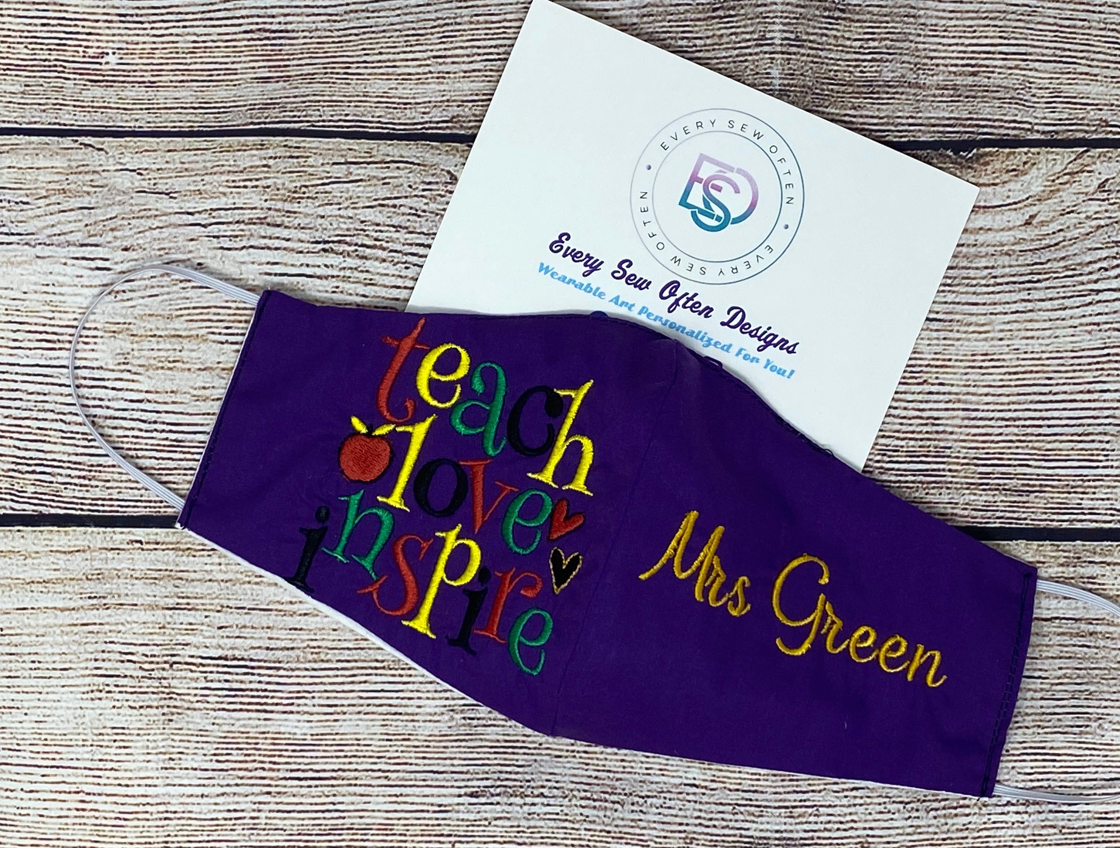 Teacher Face Mask – Every Sew Often Designs